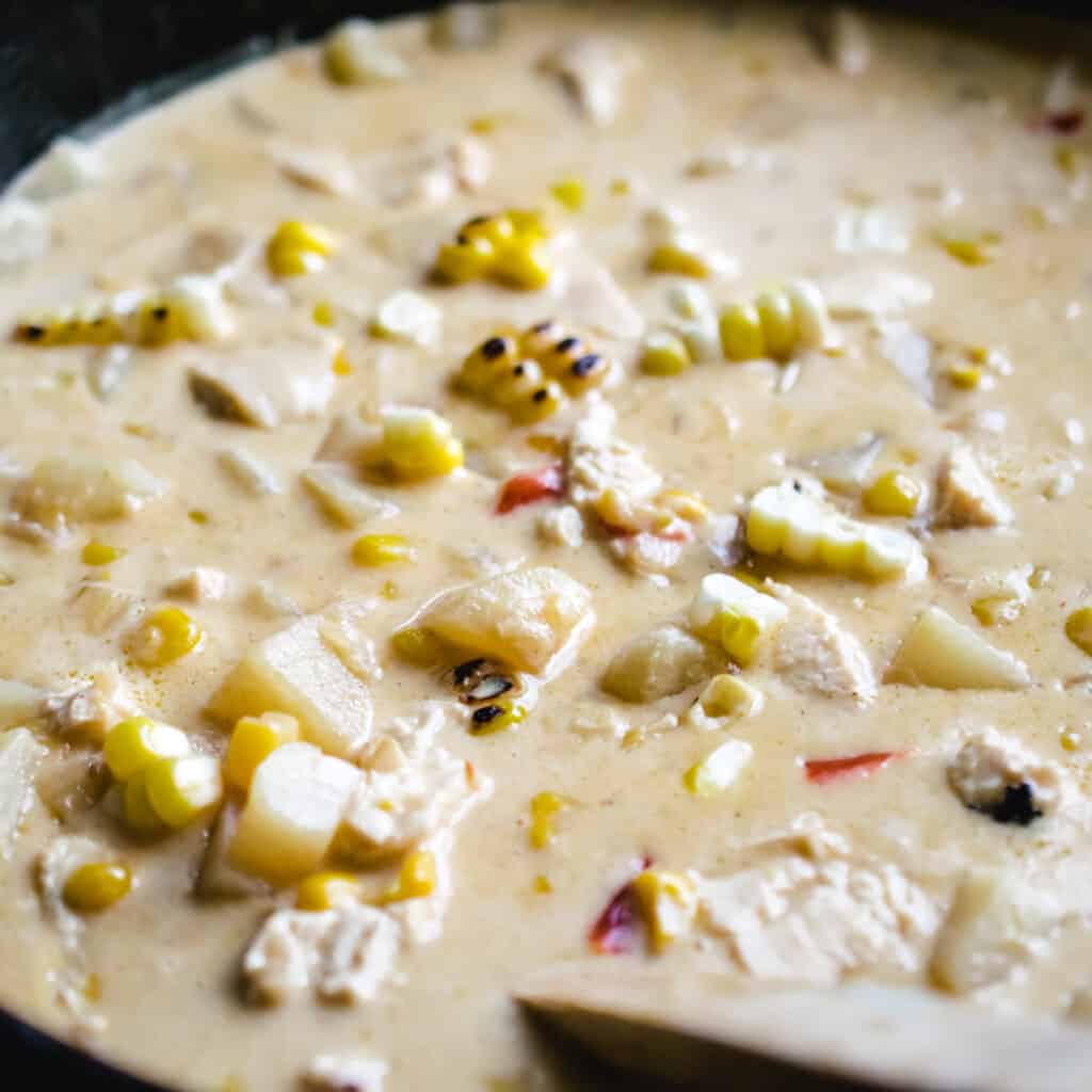 Cheesy Chicken Corn Chowder - The Frozen Biscuit