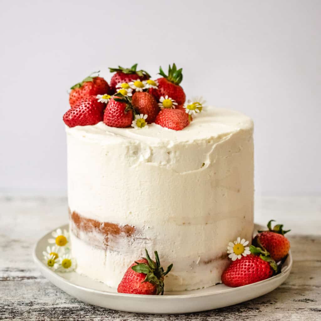Strawberry Layered Cake - The Frozen Biscuit